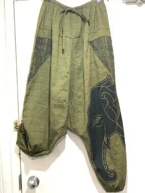 Handmade | Pants & Jumpsuits | Handmade Hippie Long Crotch Graphic ...